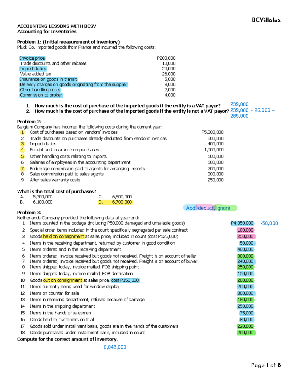 Accounting for Inventories - ACCOUNTING LESSONS WITH BCSV Accounting ...