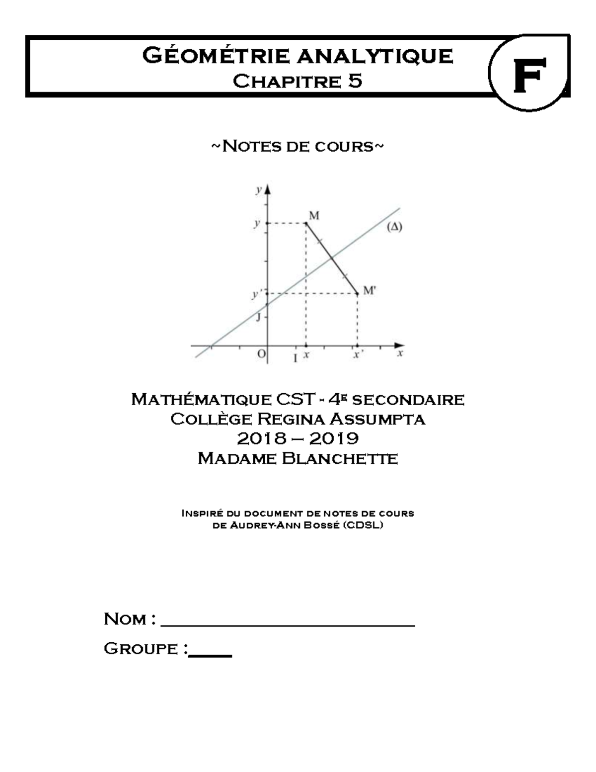 Chapitre 5 Notes de cours - Géométrie analytique Chapitre 5 Notes de ...