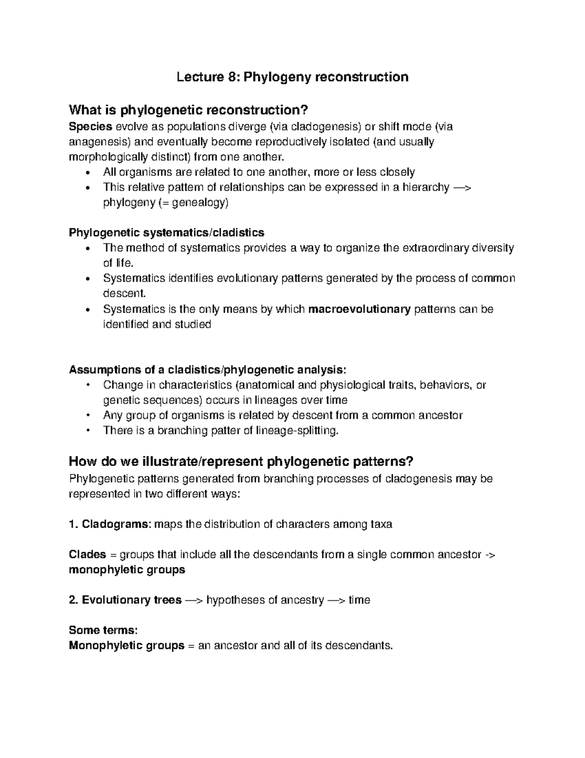 Lecture 8 2016 Phylogeny - Lecture 8: Phylogeny reconstruction What is phylogenetic ...