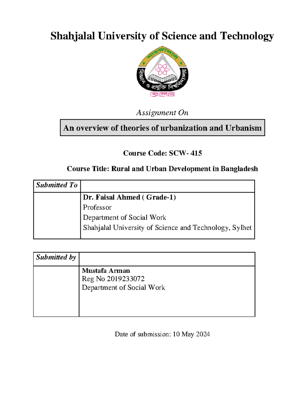 An overview of theories of Urbanization and Urbanism - Shahjalal ...