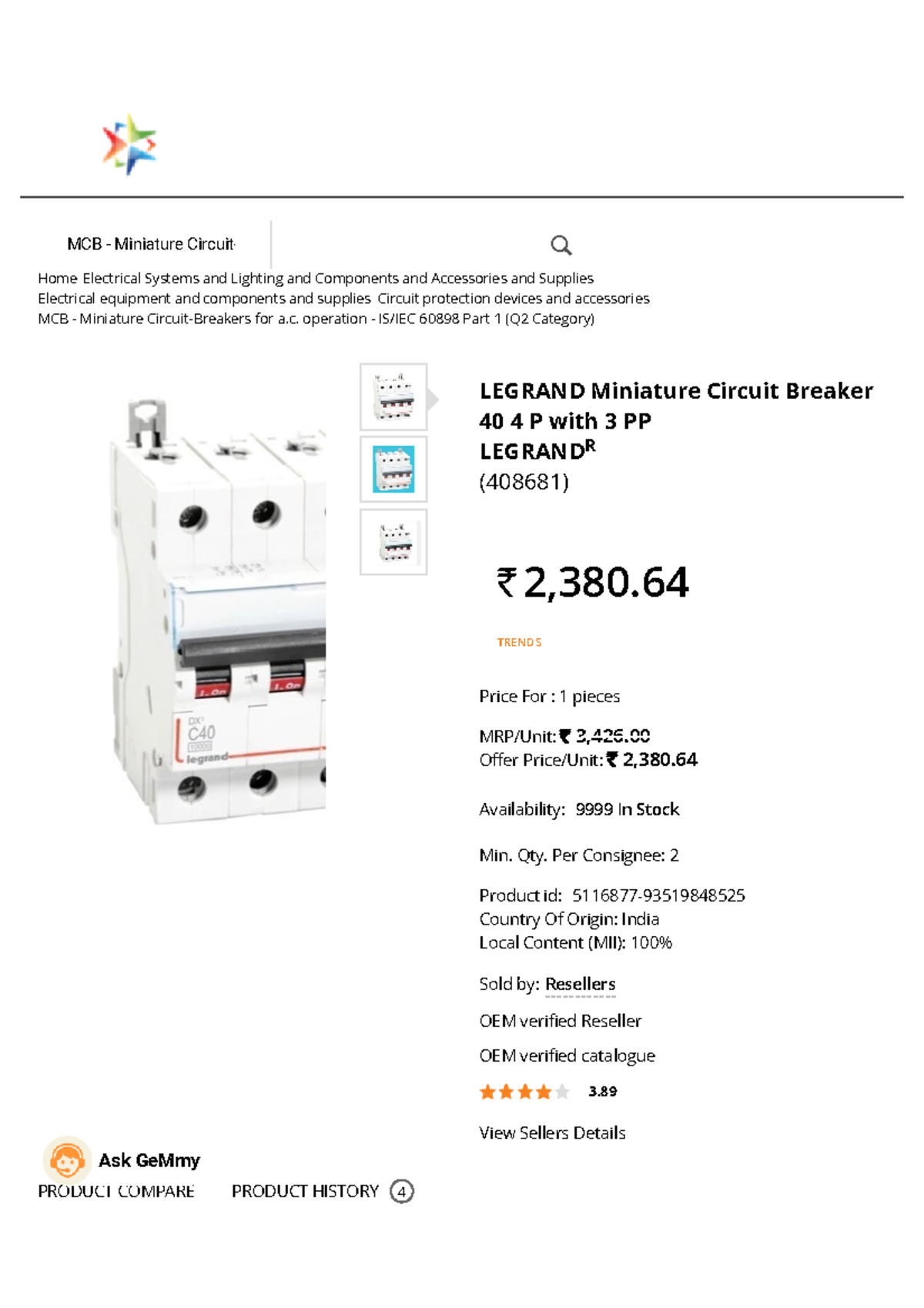 4p 32A MCB - 4p 32A MCB - MCB - Miniature Circuit- Home Electrical ...