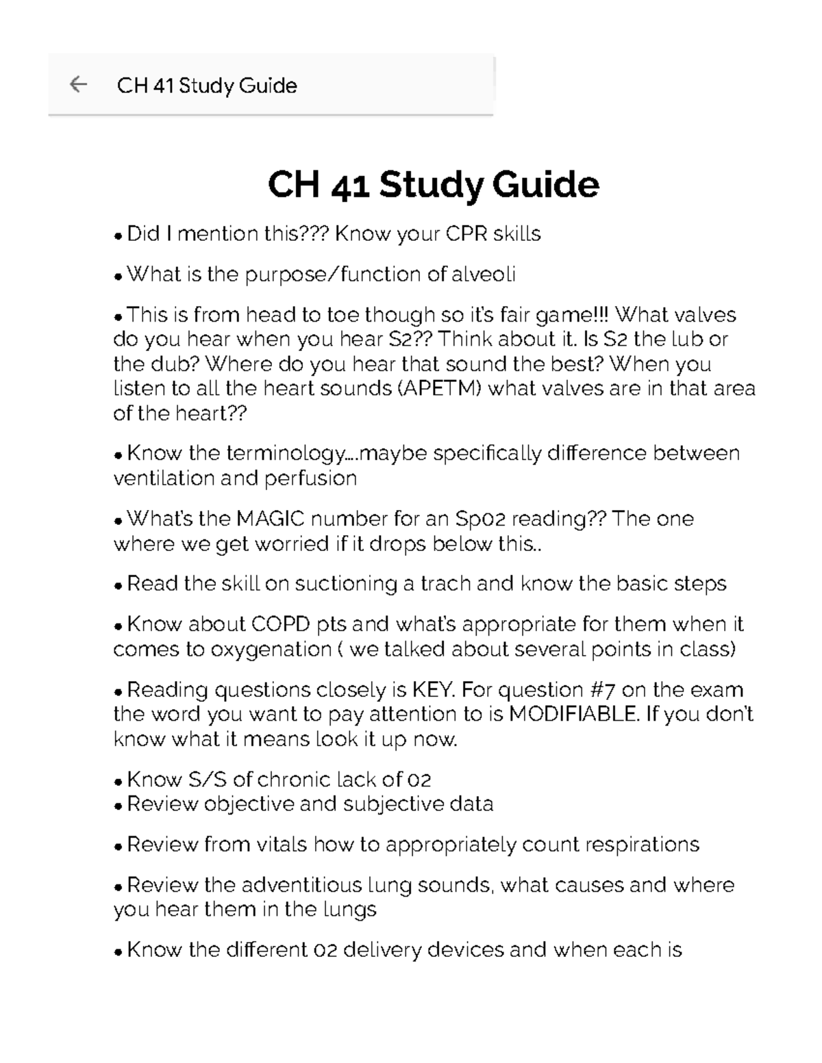 CH 41 Study Guide - CH 41 Study Guide Did I mention this??? Know your ...