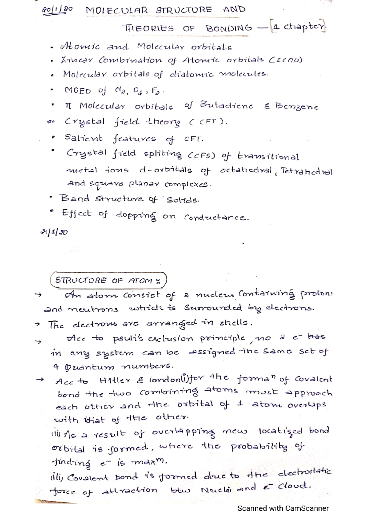 [ch 1]; molecular structure and theories of bonding - computer science engineering - Studocu