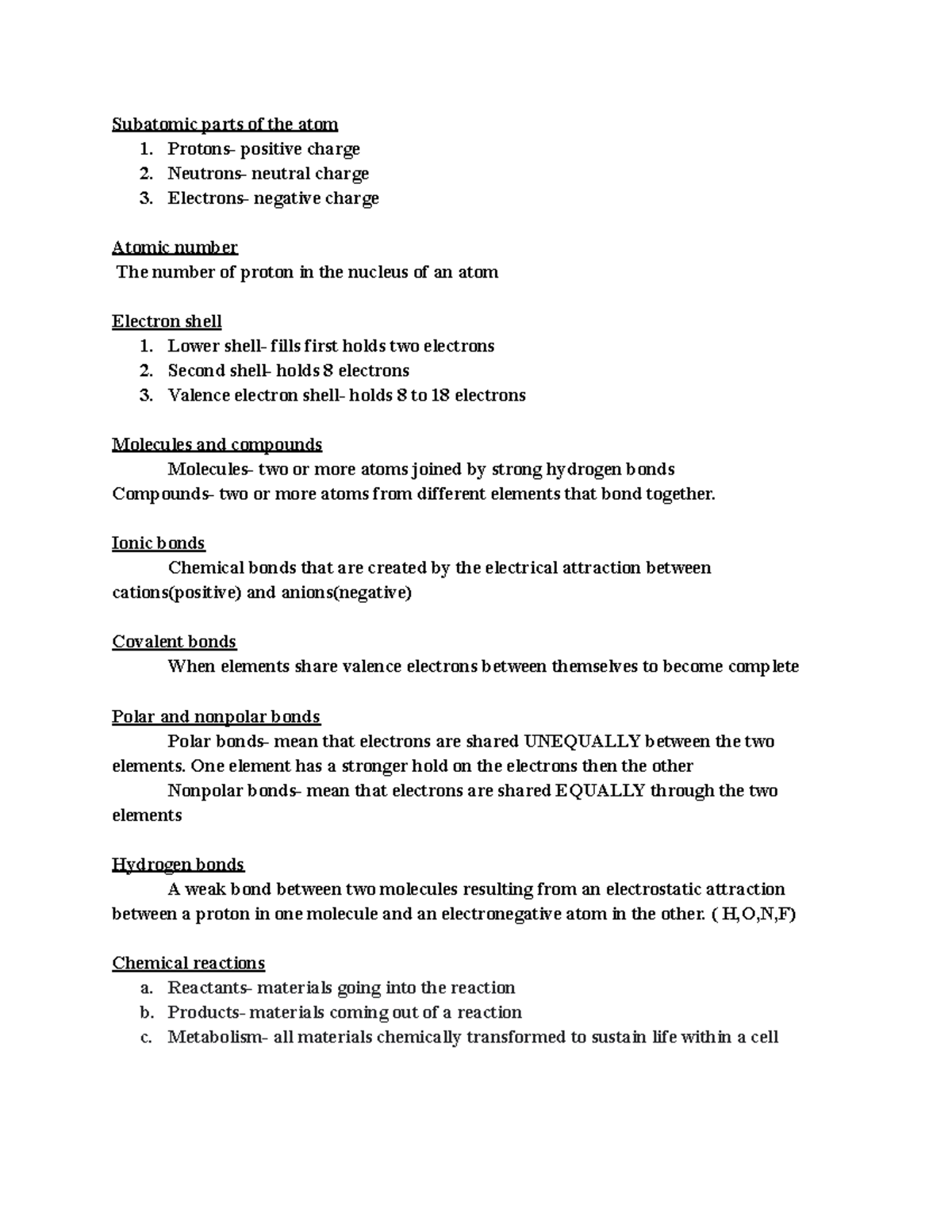 CH.2 Study GUID - notes for first exam over chapter 2 - Subatomic parts ...