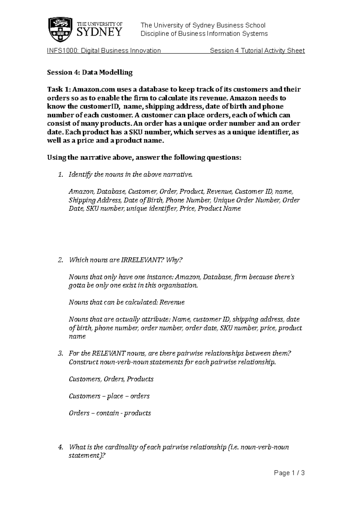 Session 4 Tutorial - The University of Sydney Business School ...