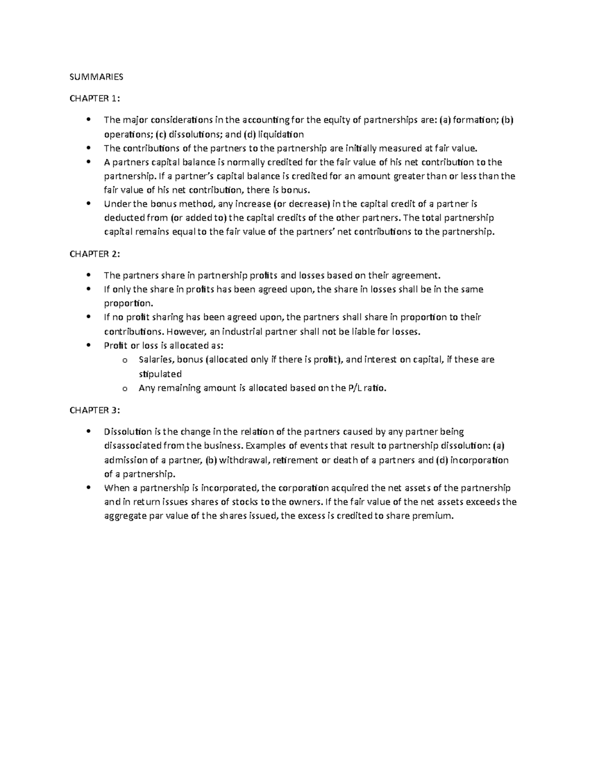 Summaries Summary Lecture Notes For Accounting For Special Transactions Chapters 1 3