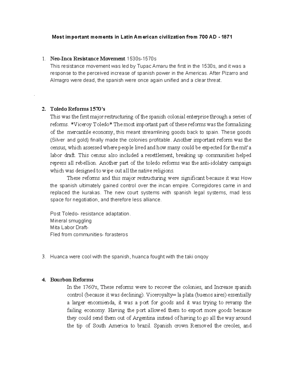 Most important moments in Latin American civilization from 700 AD ...