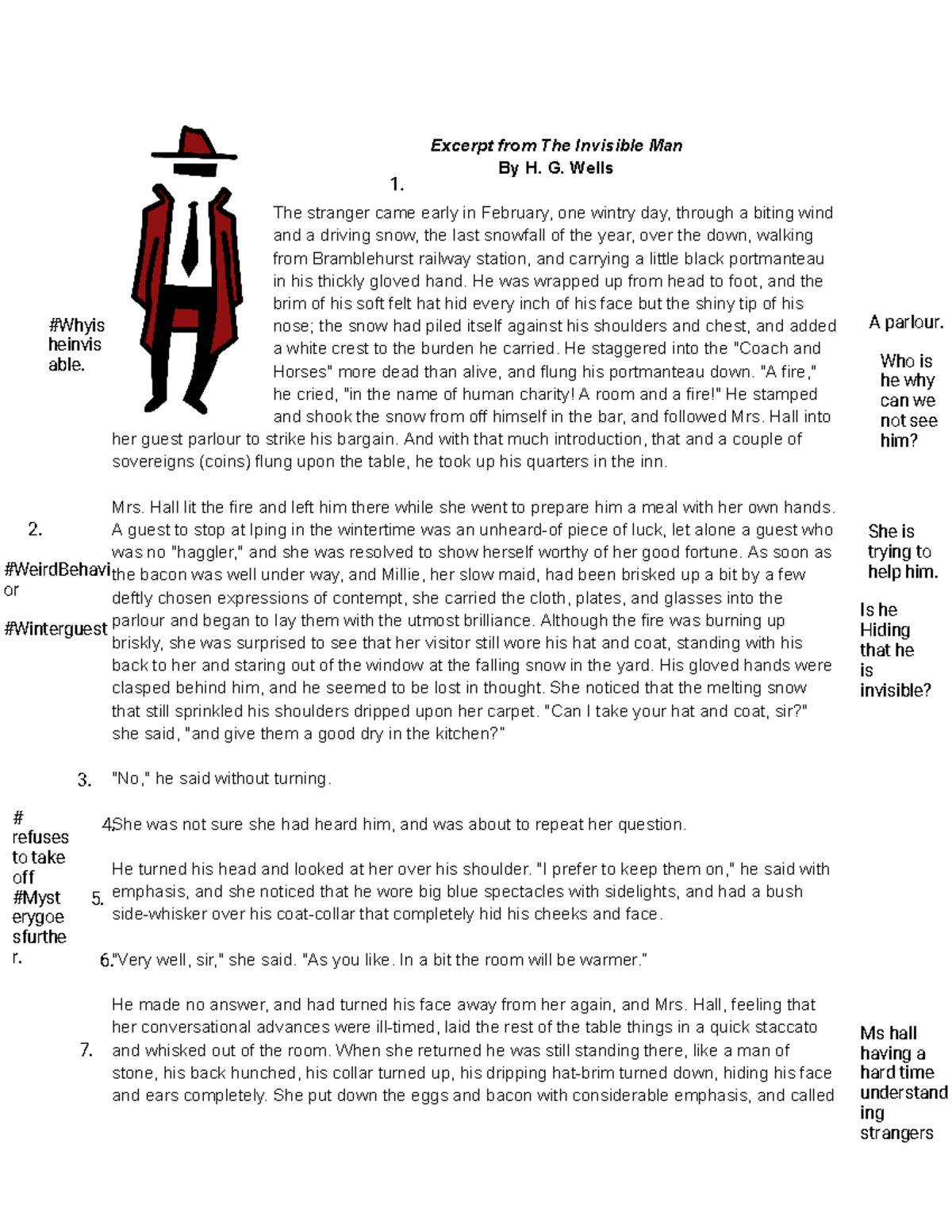 Excerpt from The Invisible Man by H.G. Wells - Excerpt from The ...