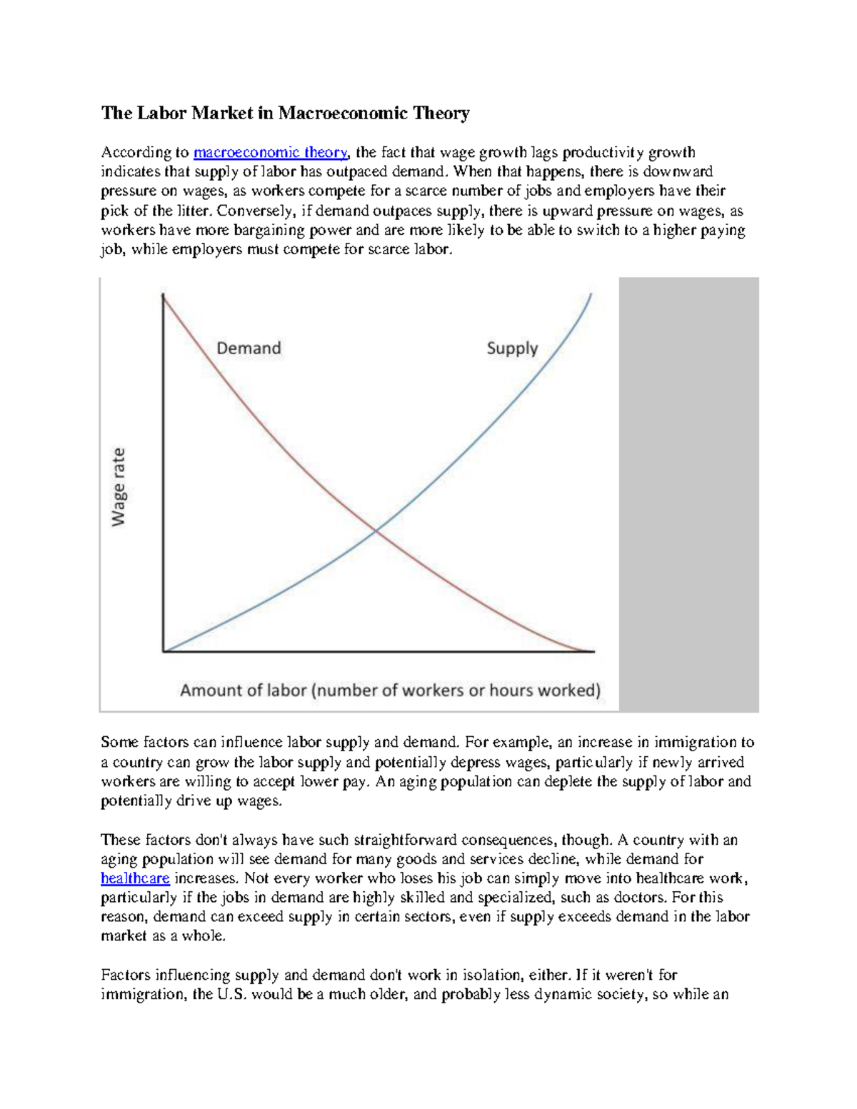 The Labor Market in Macroeconomic Theory - When that happens, there is ...