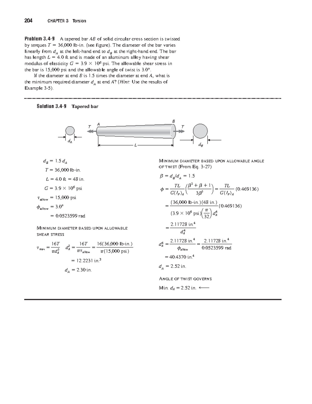 Mechanics of Materials Chap 03-02 - Problem 3-9 A tapered bar ABof ...