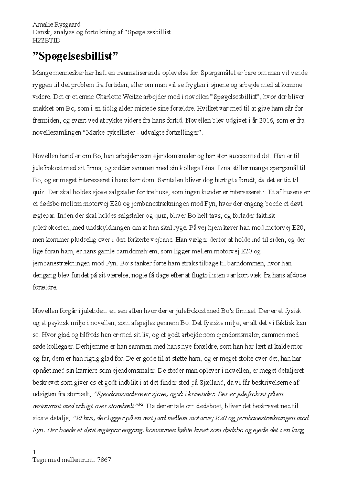 Spøgelsesbillist analyse og fortolkning - Dansk, analyse og fortolkning af ”Spøgelsesbillist ...