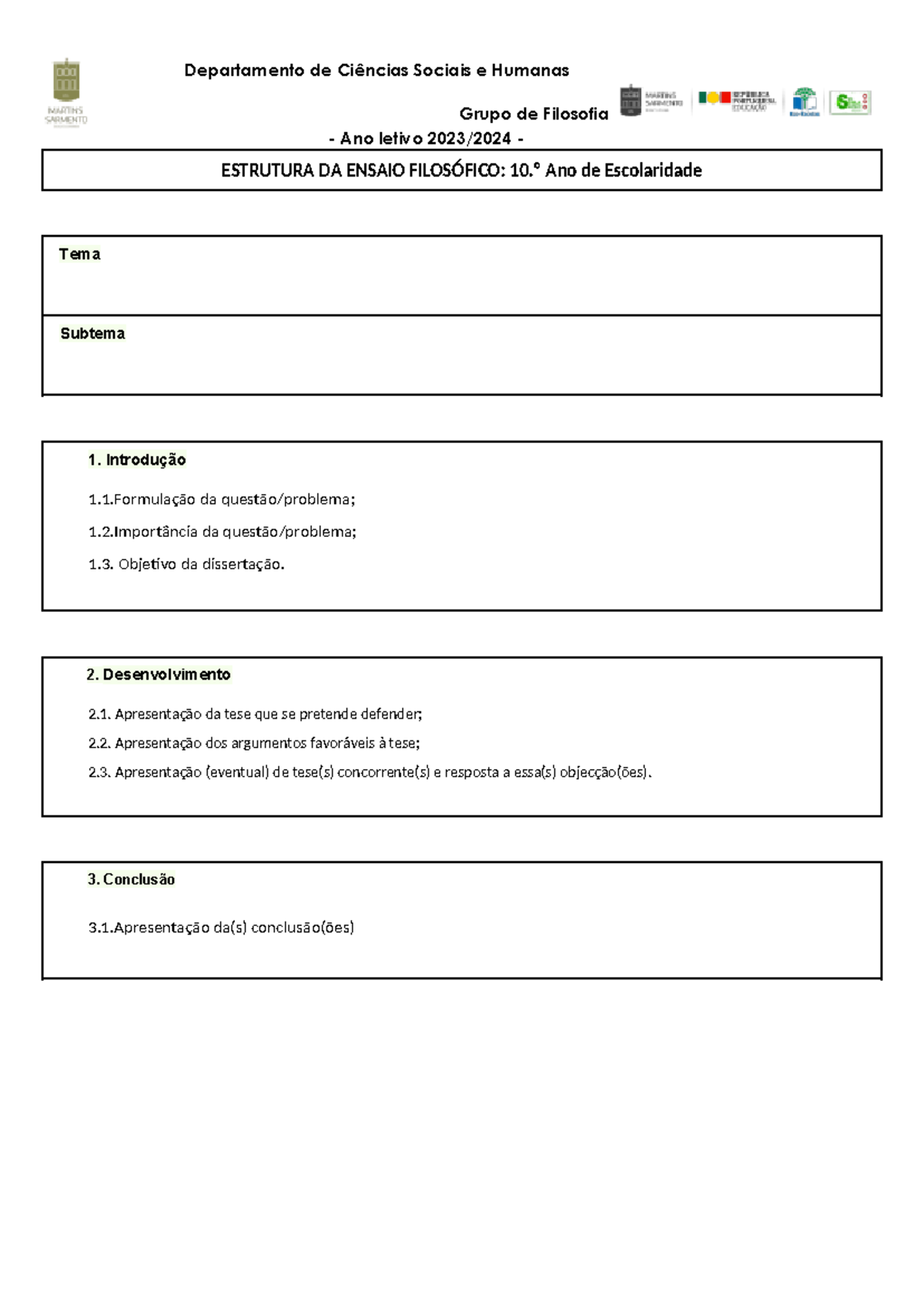 01 Estrutura do ensaio filosófico - Departamento de Ciências Sociais e ...