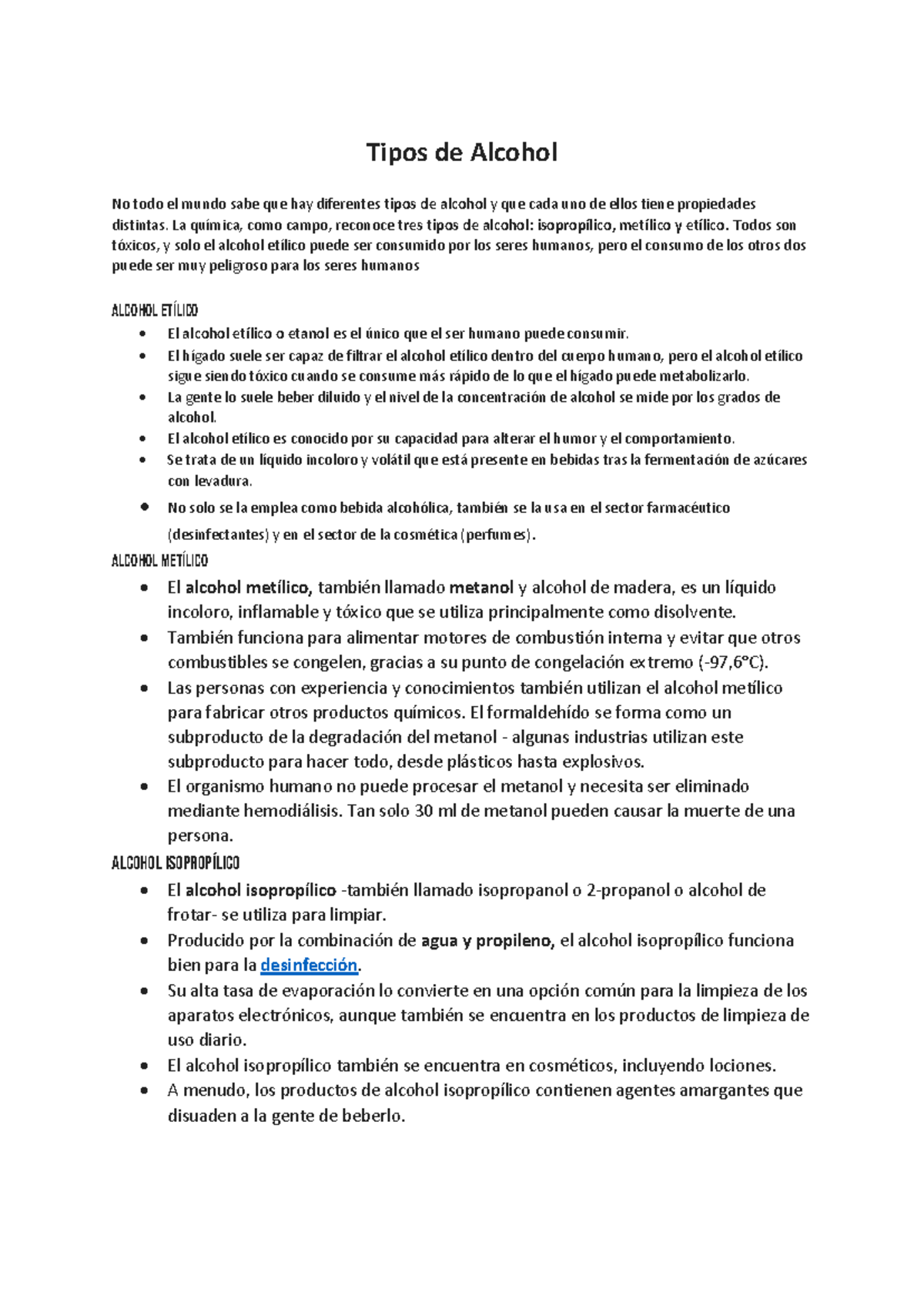 Tipos de alcohol - La química, como campo, reconoce tres tipos de ...
