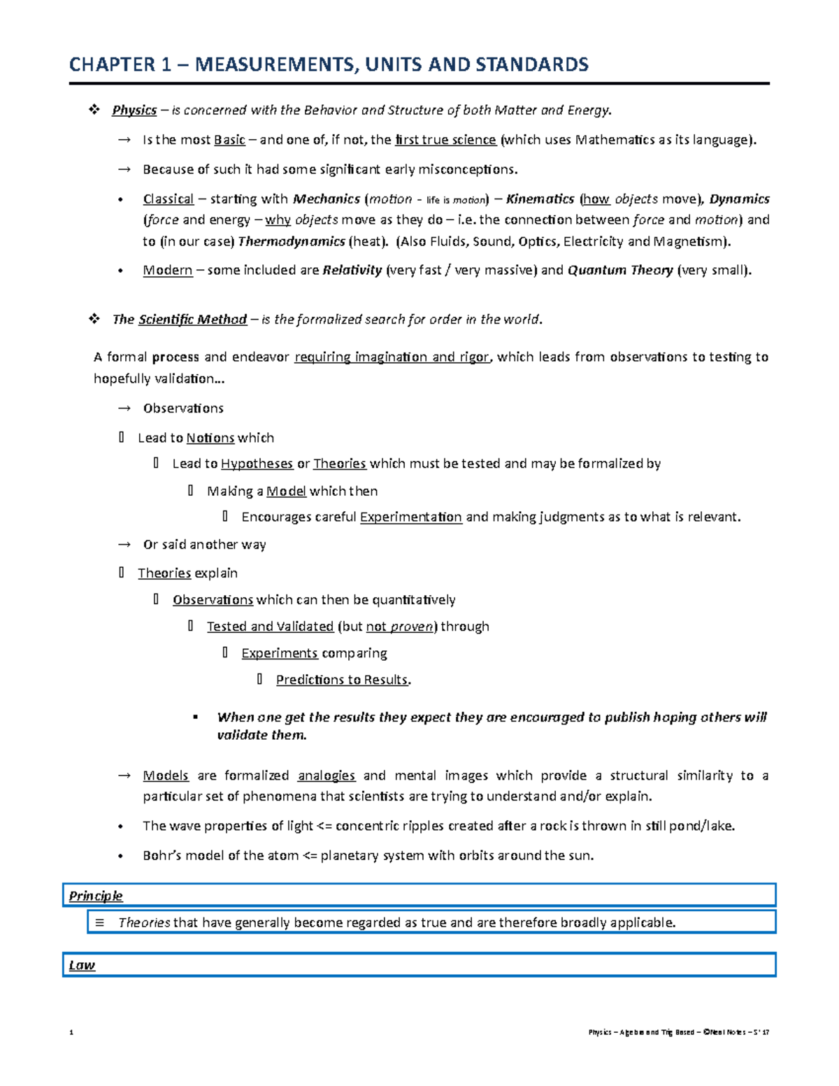 Outline-physics - outline for syllabus - ####### CHAPTER 1 ...