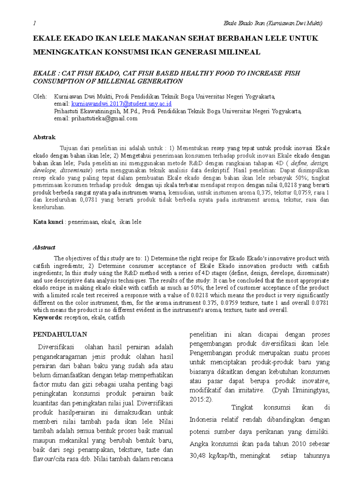 Jurnal Ekale Kurniawan Sementara - Ekale Ekado Ikan (Kurniawan Dwi ...