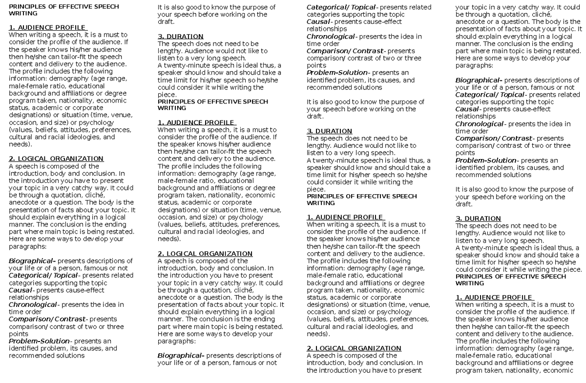 Drill on understanding oneself - PRINCIPLES OF EFFECTIVE SPEECH WRITING ...