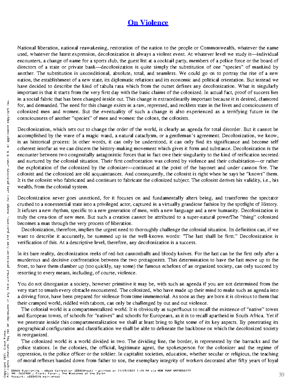 Frantz Fanon 2021 On Violence The Wretched Of The Earth - 30 On ...