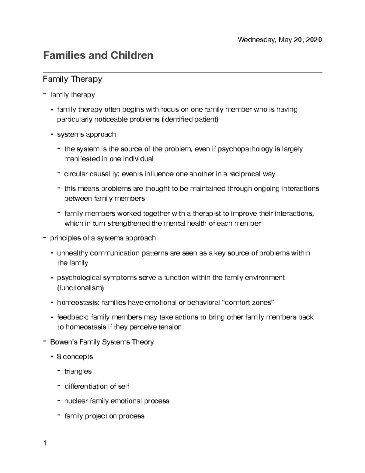 Families and children - lecture notes - Families and Children Family ...