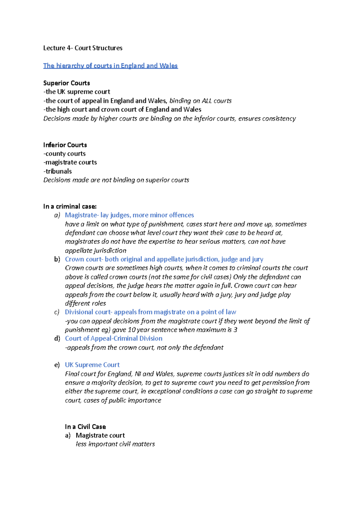 Court Structures Lec4 - Lecture 4- Court Structures The hierarchy of ...