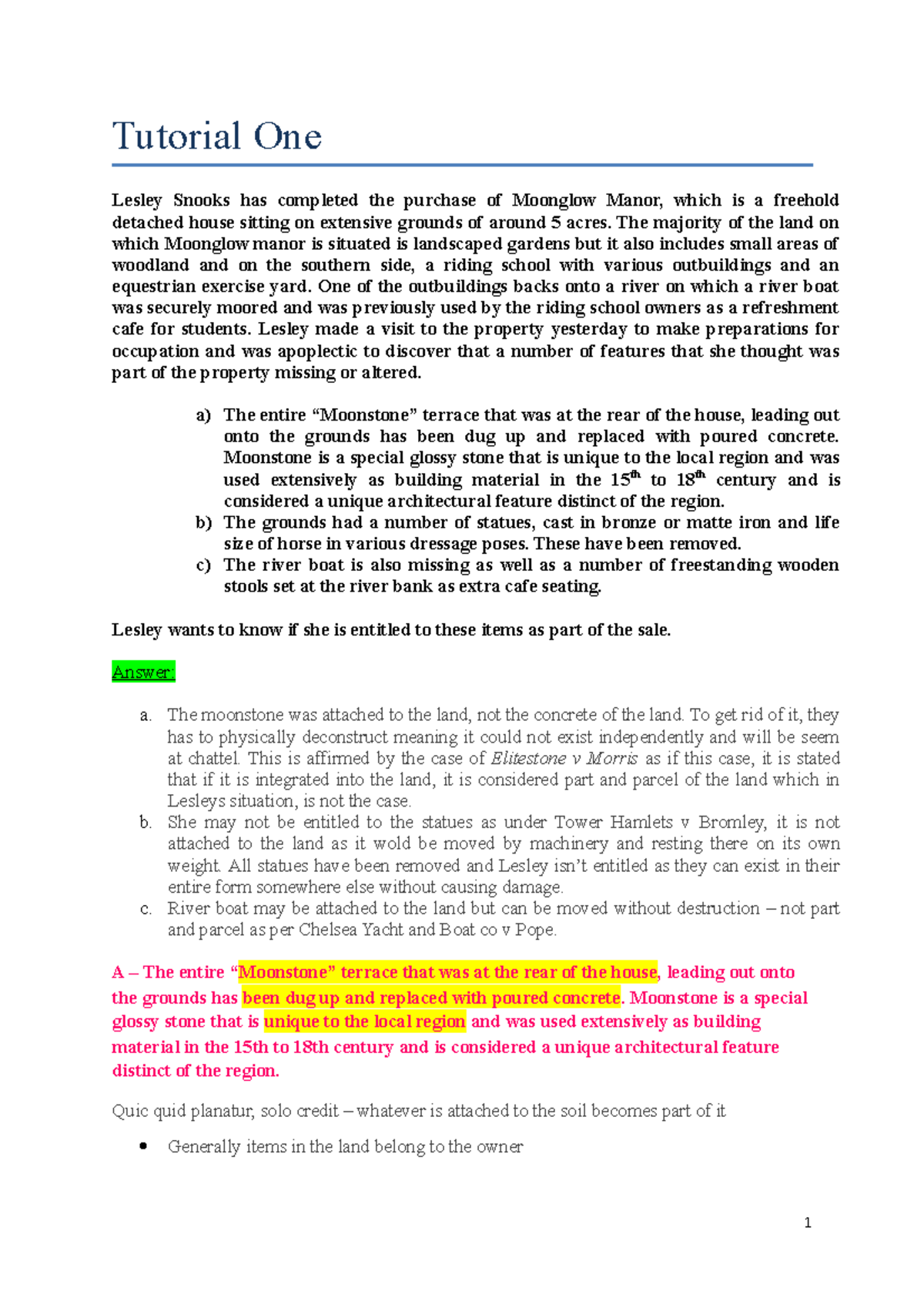 Tutorial work - LAW3130 - Surrey - Studocu