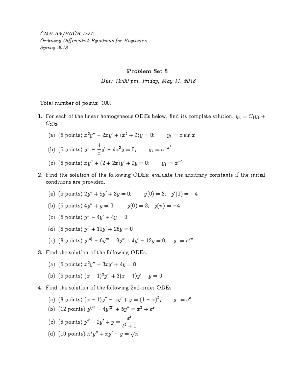 Pset5 - Ordinary Differential Equations problemset - CME 102/ENGR 155A ...