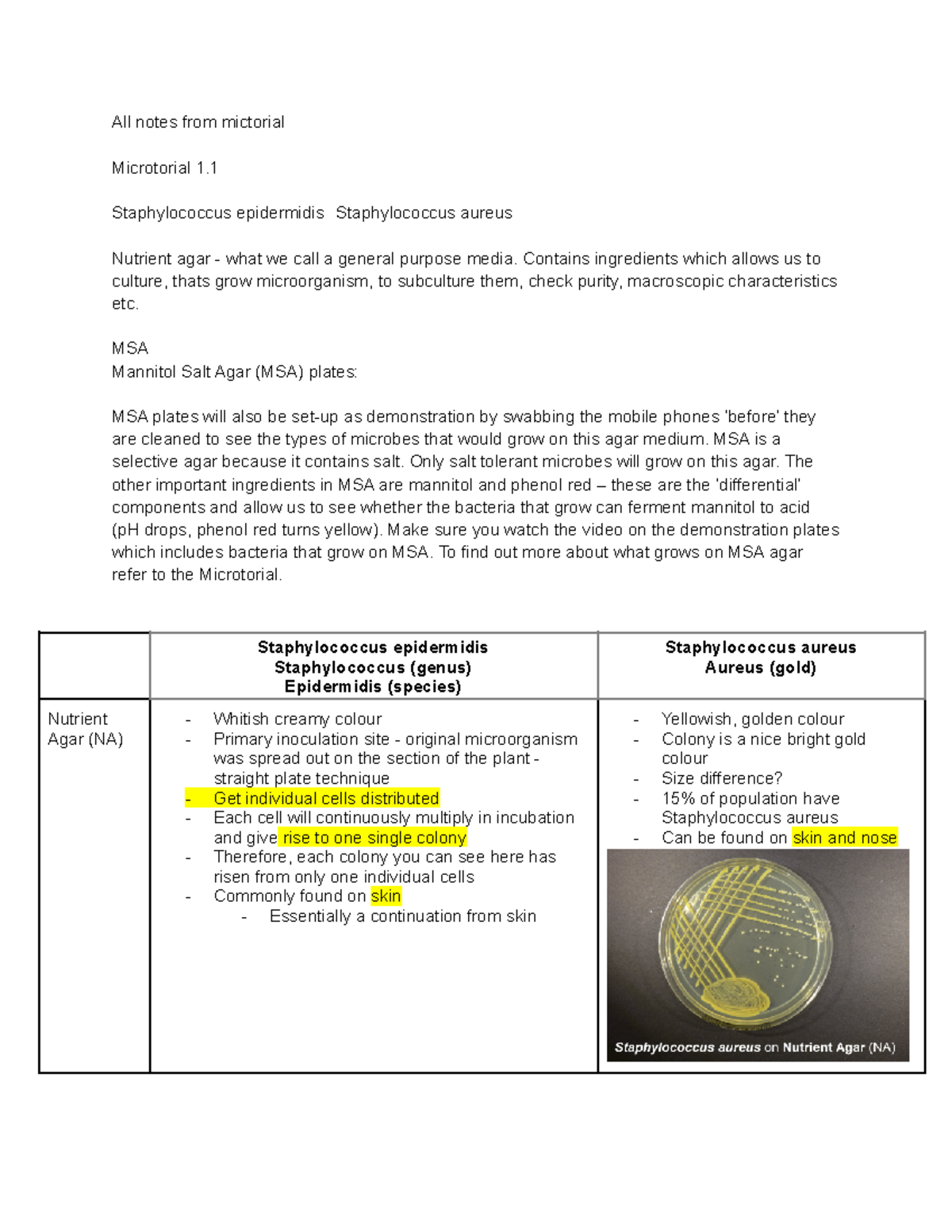 Mictorial 1 notes - All notes from mictorial Microtorial 1 ...