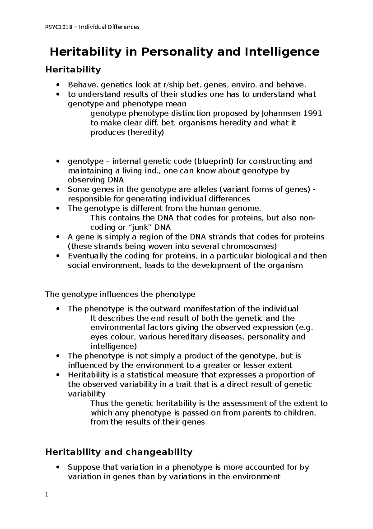 Heritability in personality and intelligence - Heritability in ...