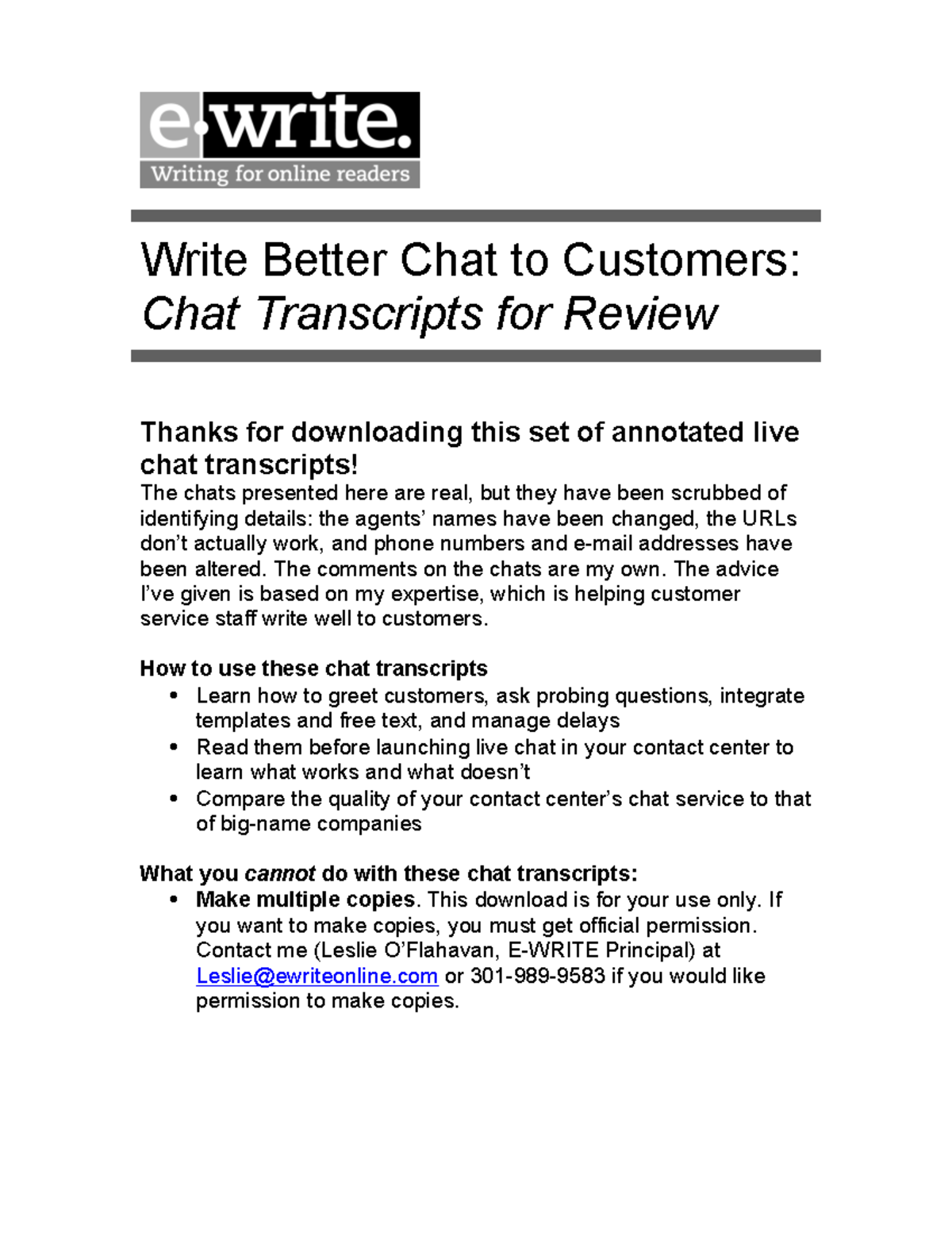 E- Write Whitepaper Chat Samples Final - ! ! ####### ! ####### ! Write ...