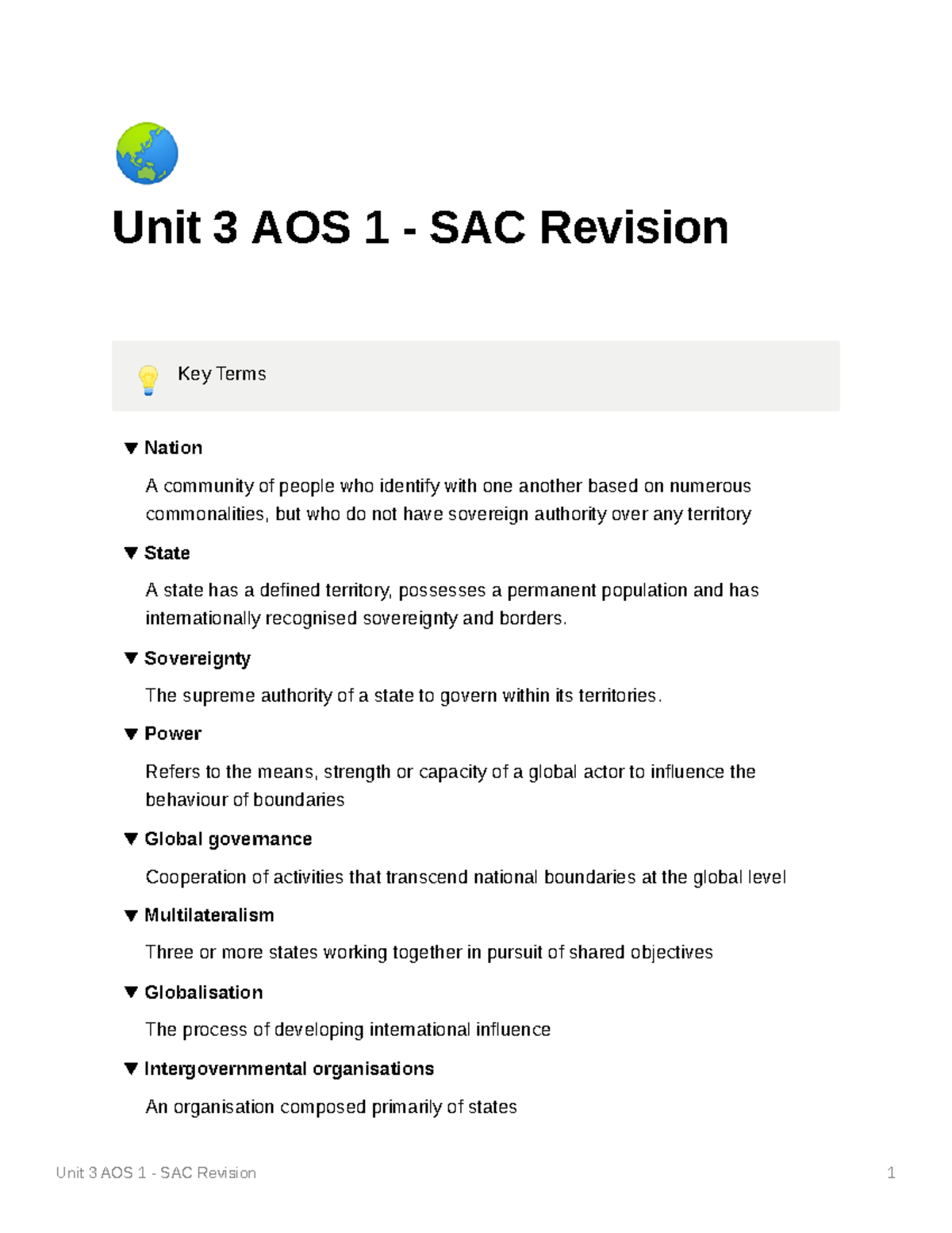 GP Unit 3 AOS 1 - SAC Revision - 🌏 Unit 3 AOS 1 - SAC Revision 💡 Key ...