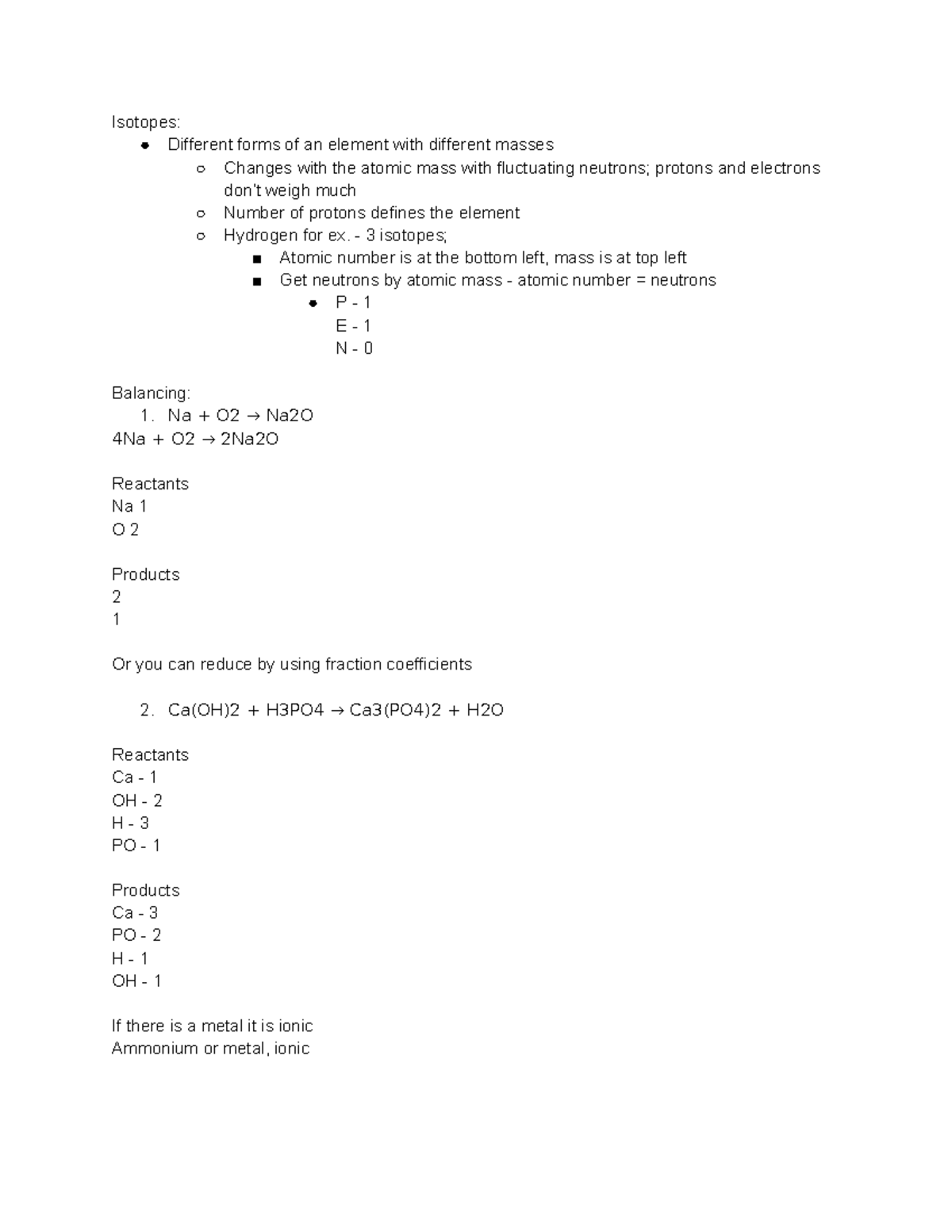 Gr.10 Review Notes - Isotopes: Different forms of an element with ...