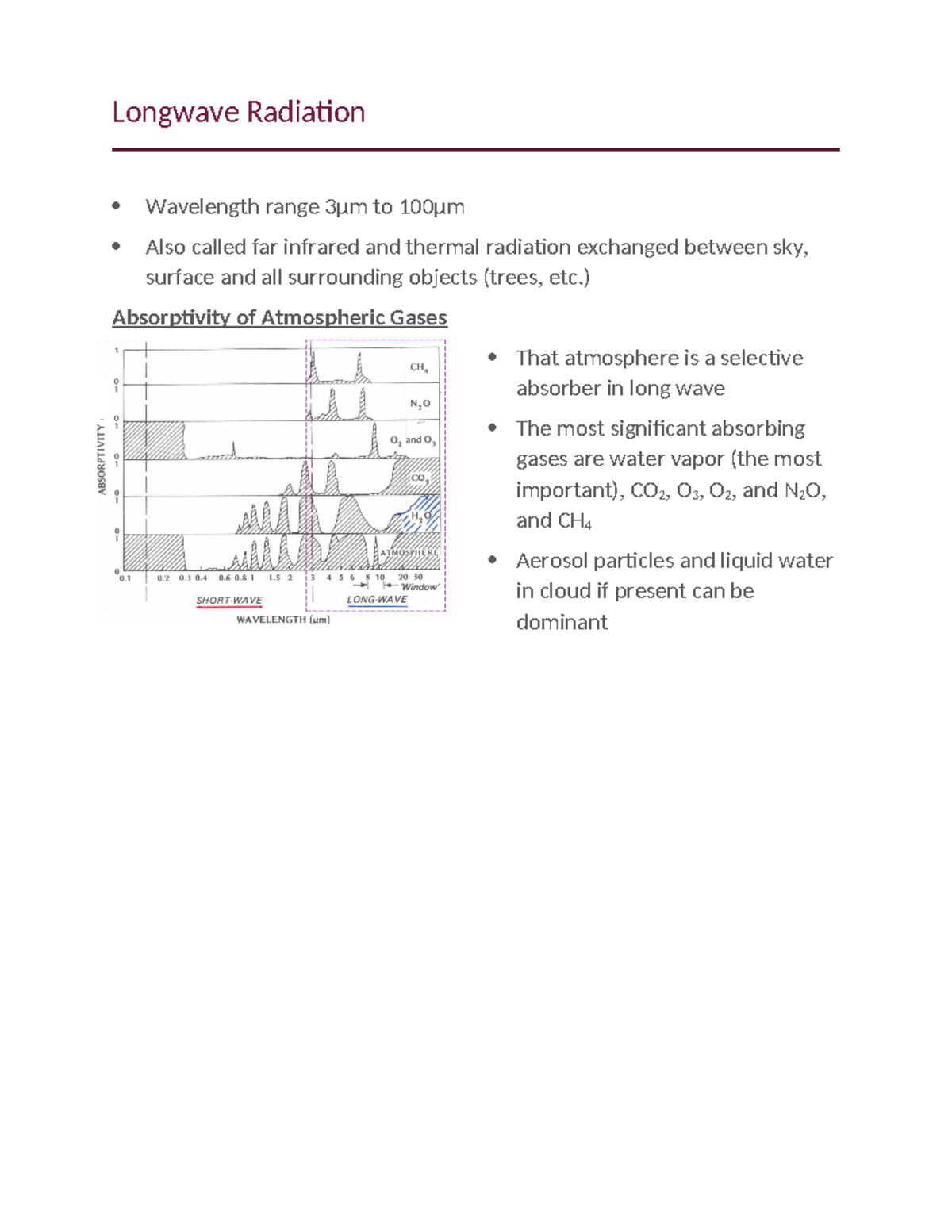 Week 3 Longwave Radiation - Longwave Radiation Wavelength range 3μm to ...