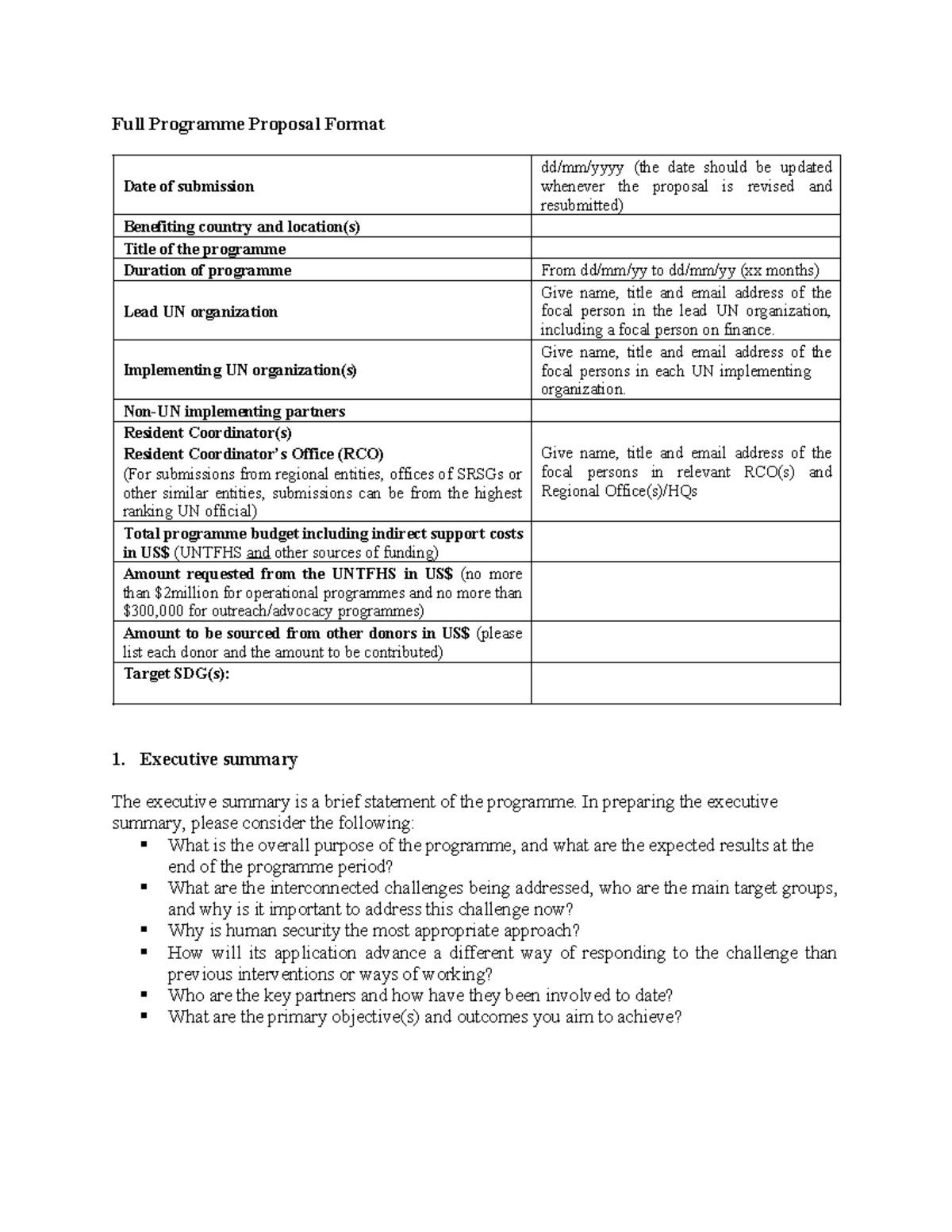 Full Proposal Template January 2022 - Full Programme Proposal Format ...