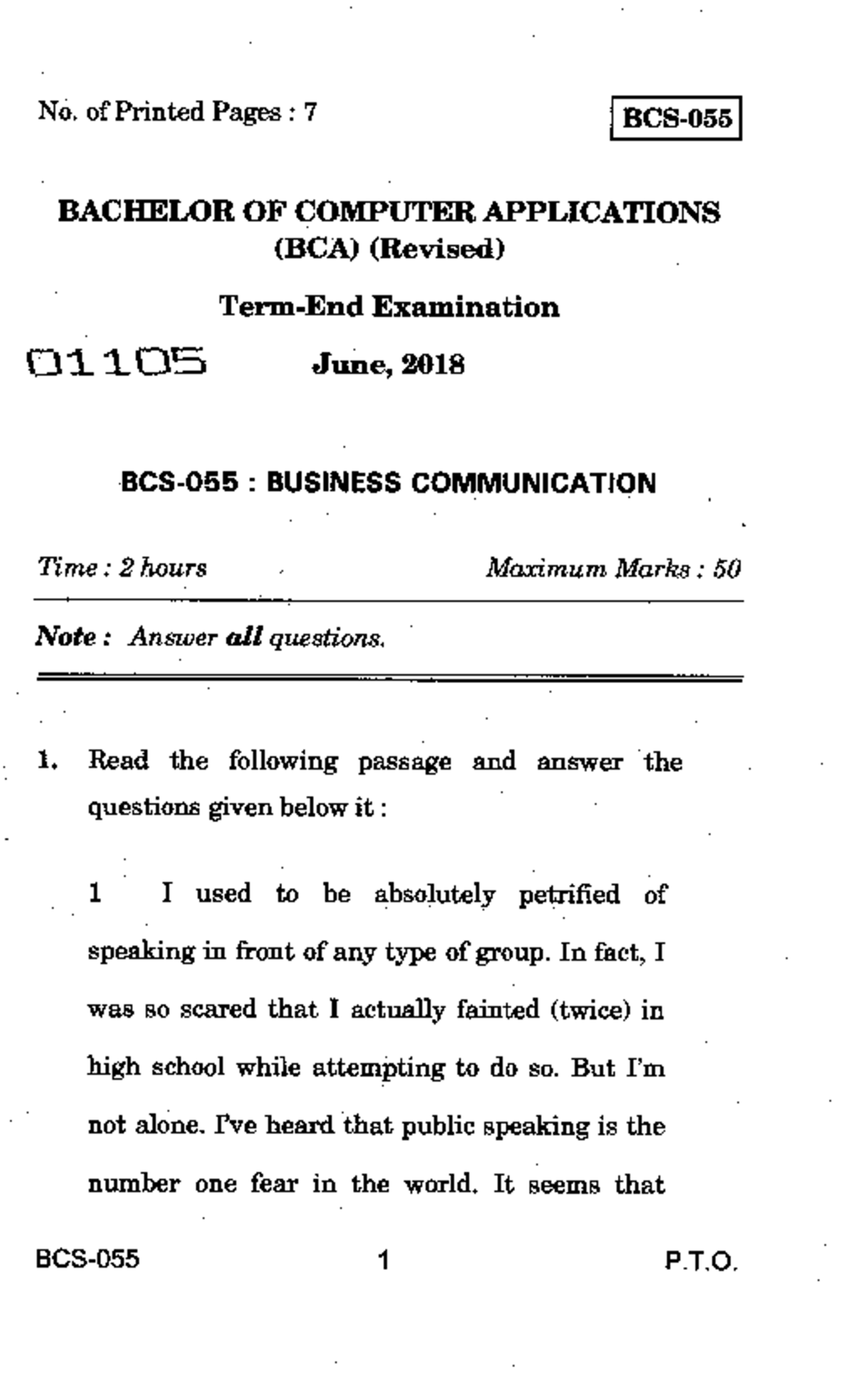 BCS-055 5 - No. of Printed Pages : 7 BCS- BACHELOR OF COMPUTER ...