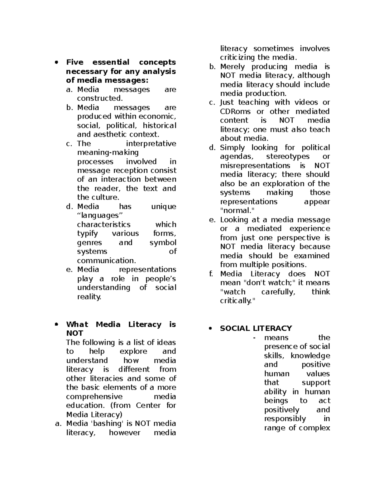 Five essential concepts necessary for any analysis of media messages ...
