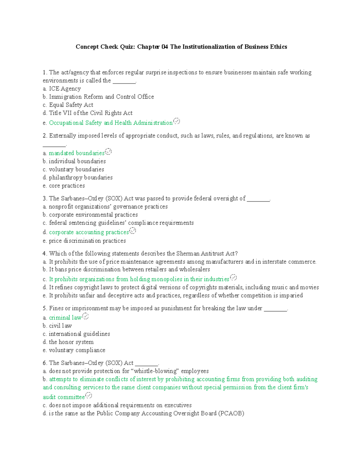 Concept Check Quiz Chapter 04 - a. ICE Agency b. Immigration Reform and ...