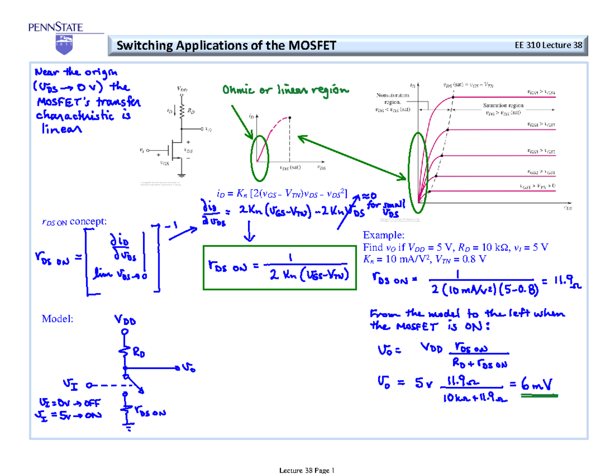 Lecture 38 - E E 310 - Switching Applications of the MOSFET rDS ON ...
