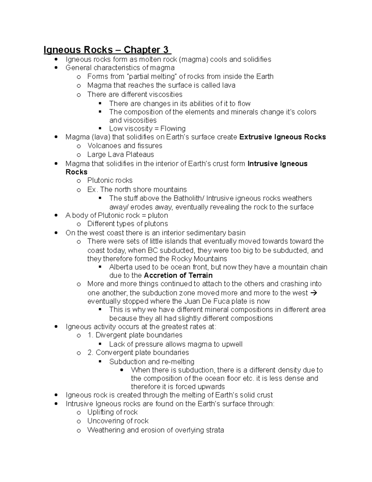 Geology 1110 Igneous Rocks - Igneous Rocks – Chapter 3 Igneous rocks ...