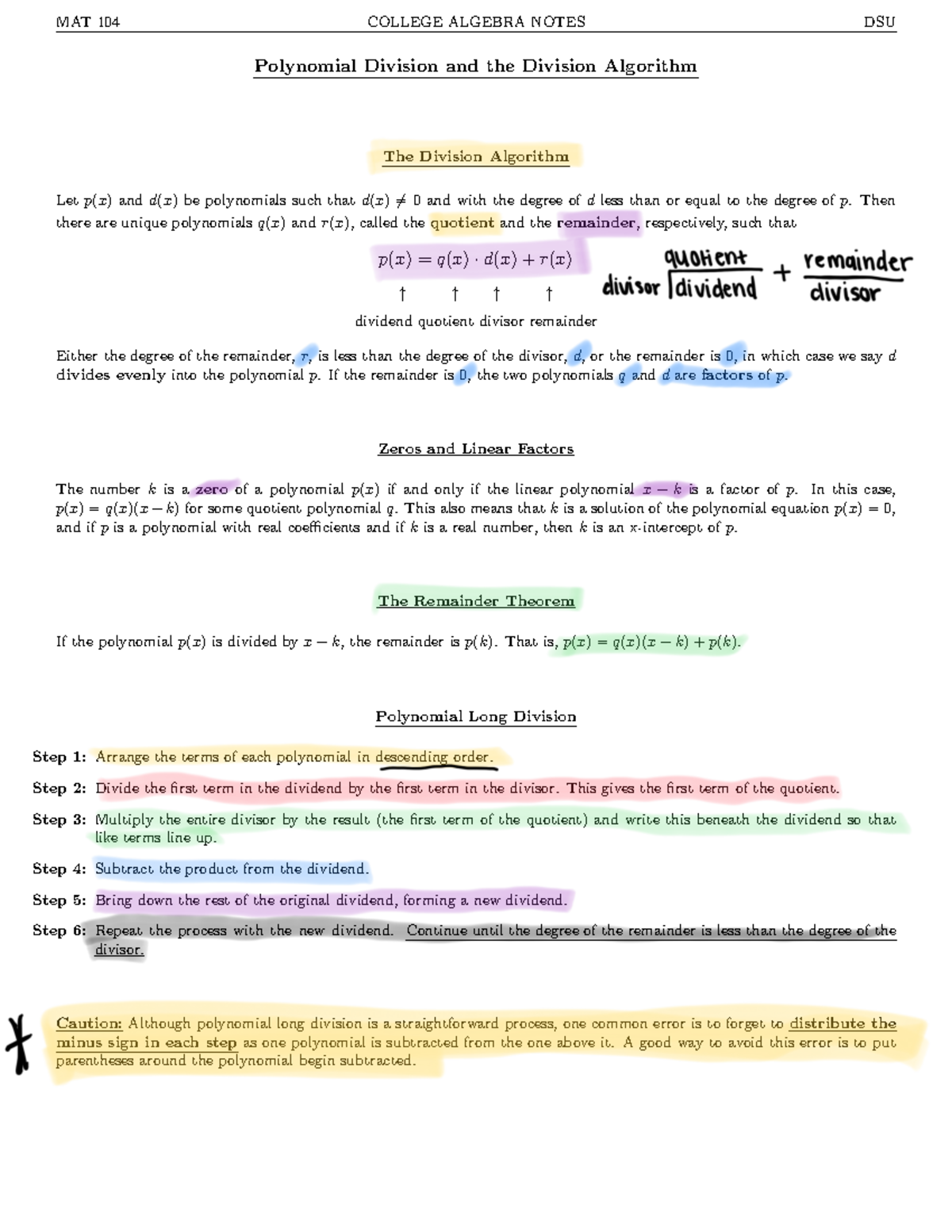 Polynomial+Division+and+the+Division+Algorithm 5 - Polynomial Division ...