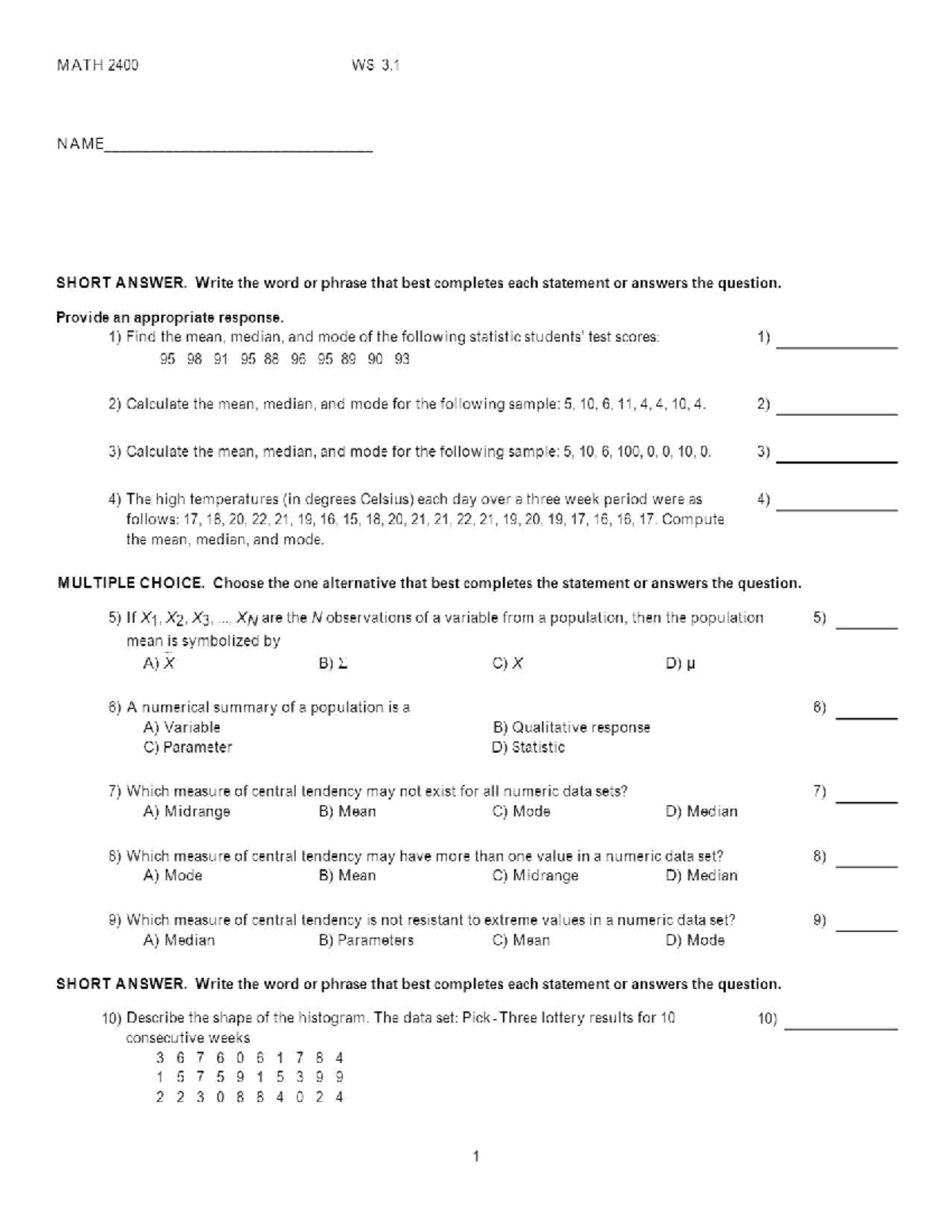 Chapter 3 statistics - STAT 2400 - Studocu