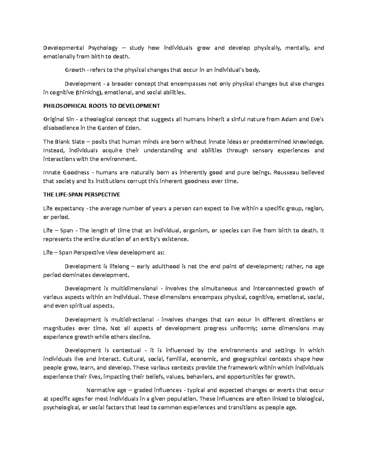 Developmental-Psychology-prelims - Developmental Psychology – study how ...