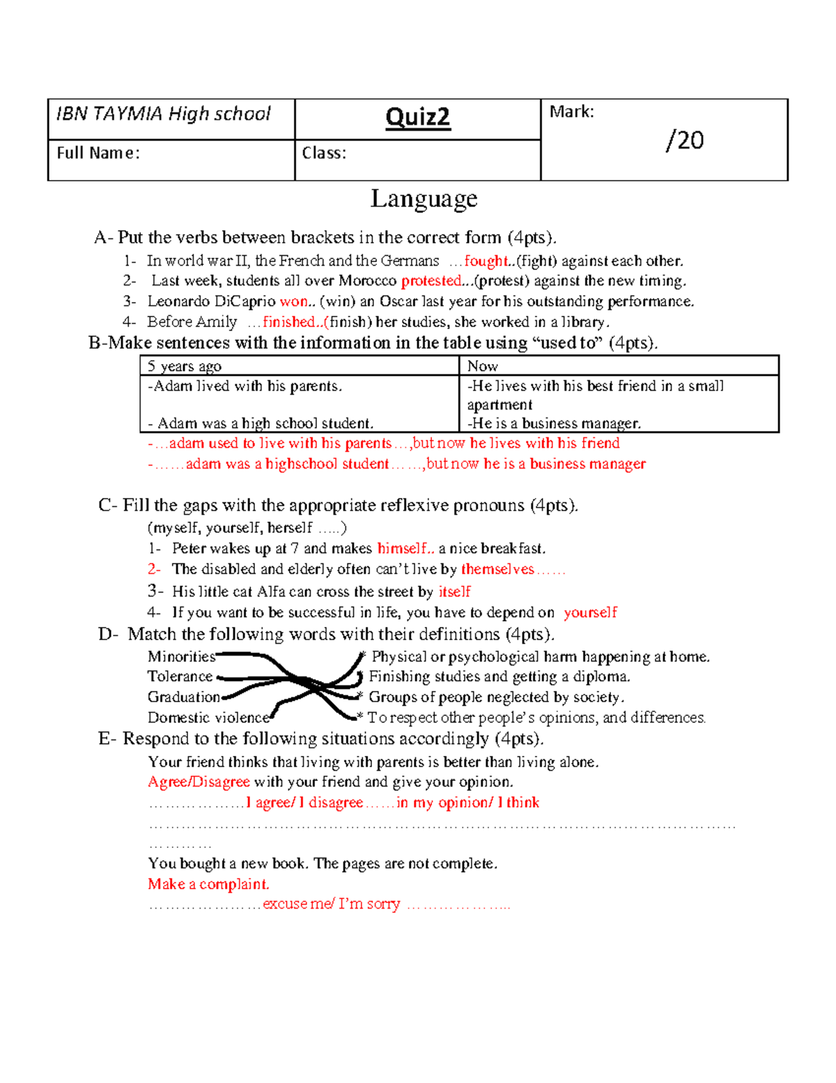 Correction B Books Assignments Exercises And Quizes Aied At