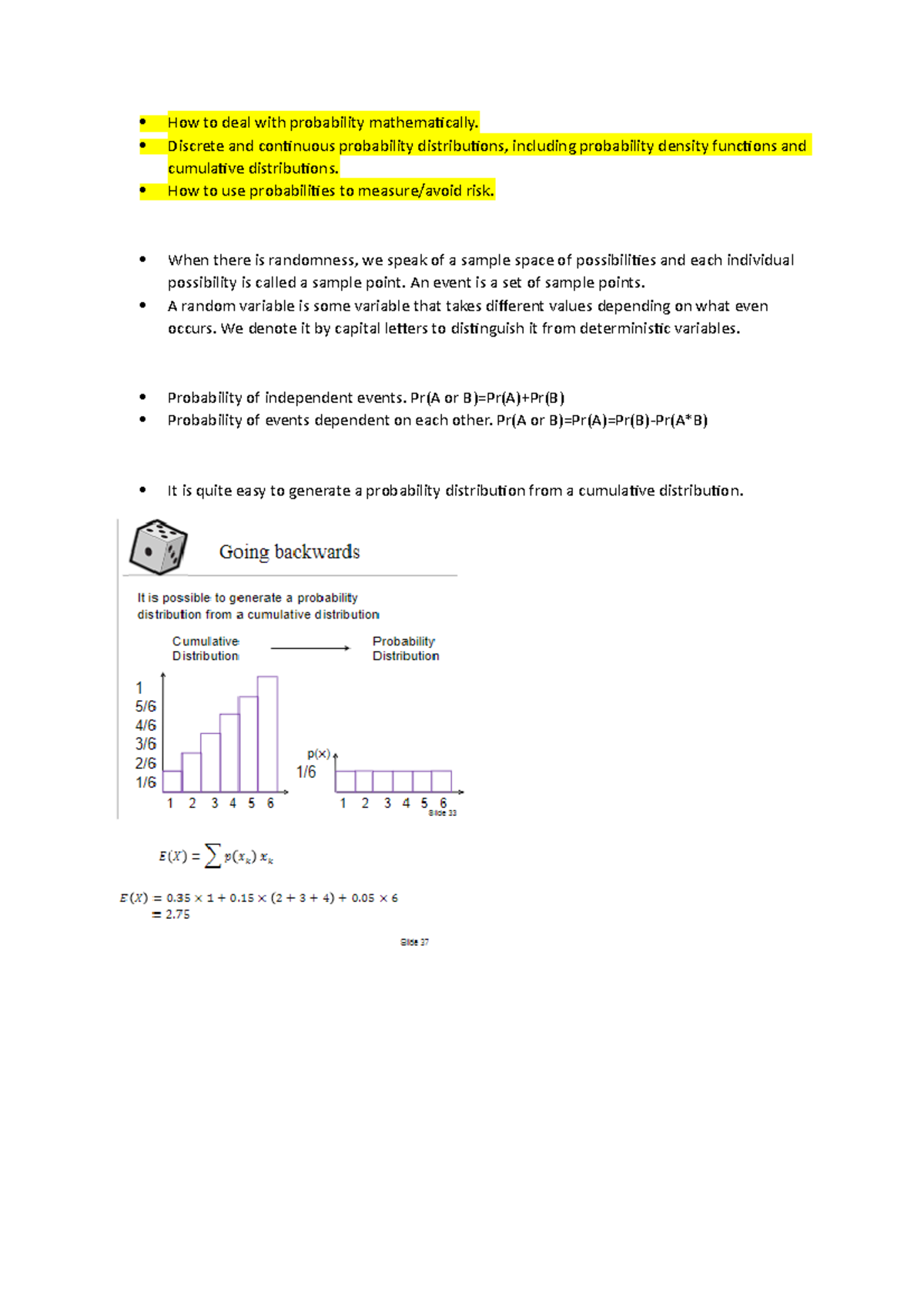 Modelling Under Uncertainty. Section 1 - How to deal with probability ...