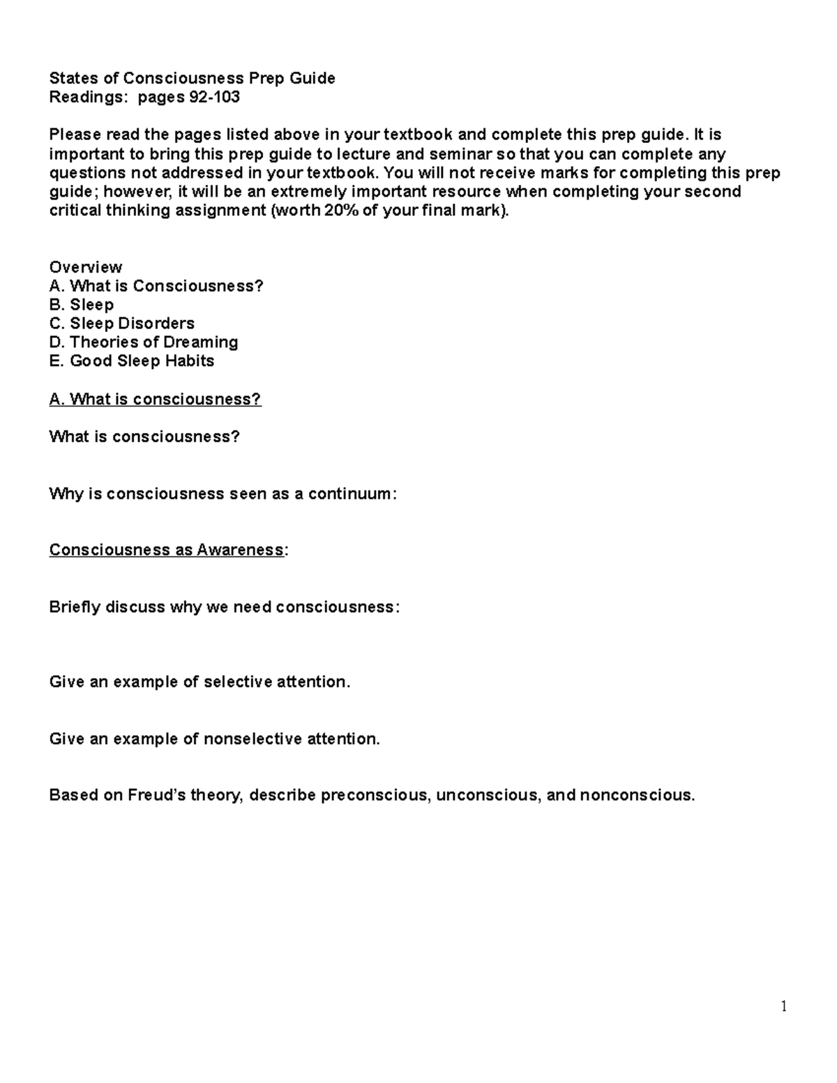 States of Consciousness Prep Guide 4th Ed - States of Consciousness ...