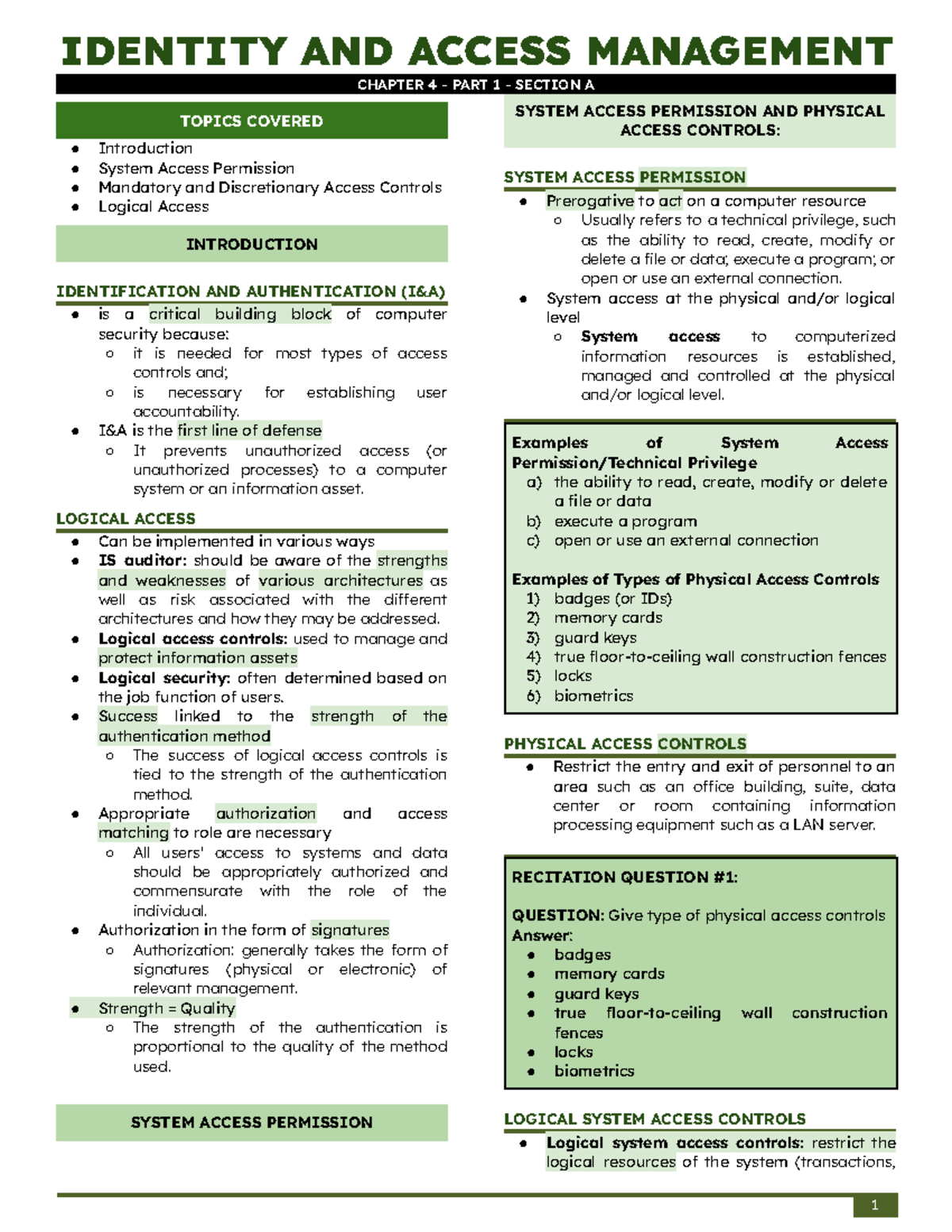 Chapter 4 Identity and Access Management Part 1 - Section A - IDENTITY ...