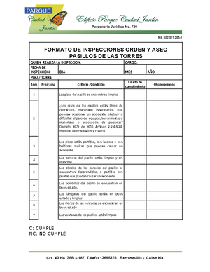 Programa de Inspeccion - EDIFICIO PARQUE CIUDAD JARDIN PROGRAMA DE ...