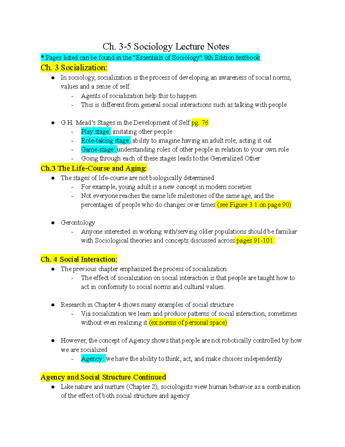Ch. 3-5 Sociology Lecture Notes - Ch. 3-5 Sociology Lecture Notes ...