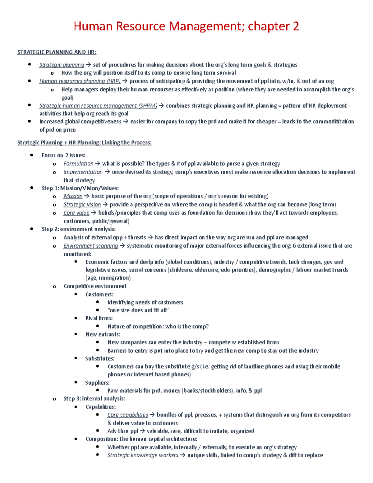 Lecture notes, lectures 2 - Human Resource Management; chapter 2 ...