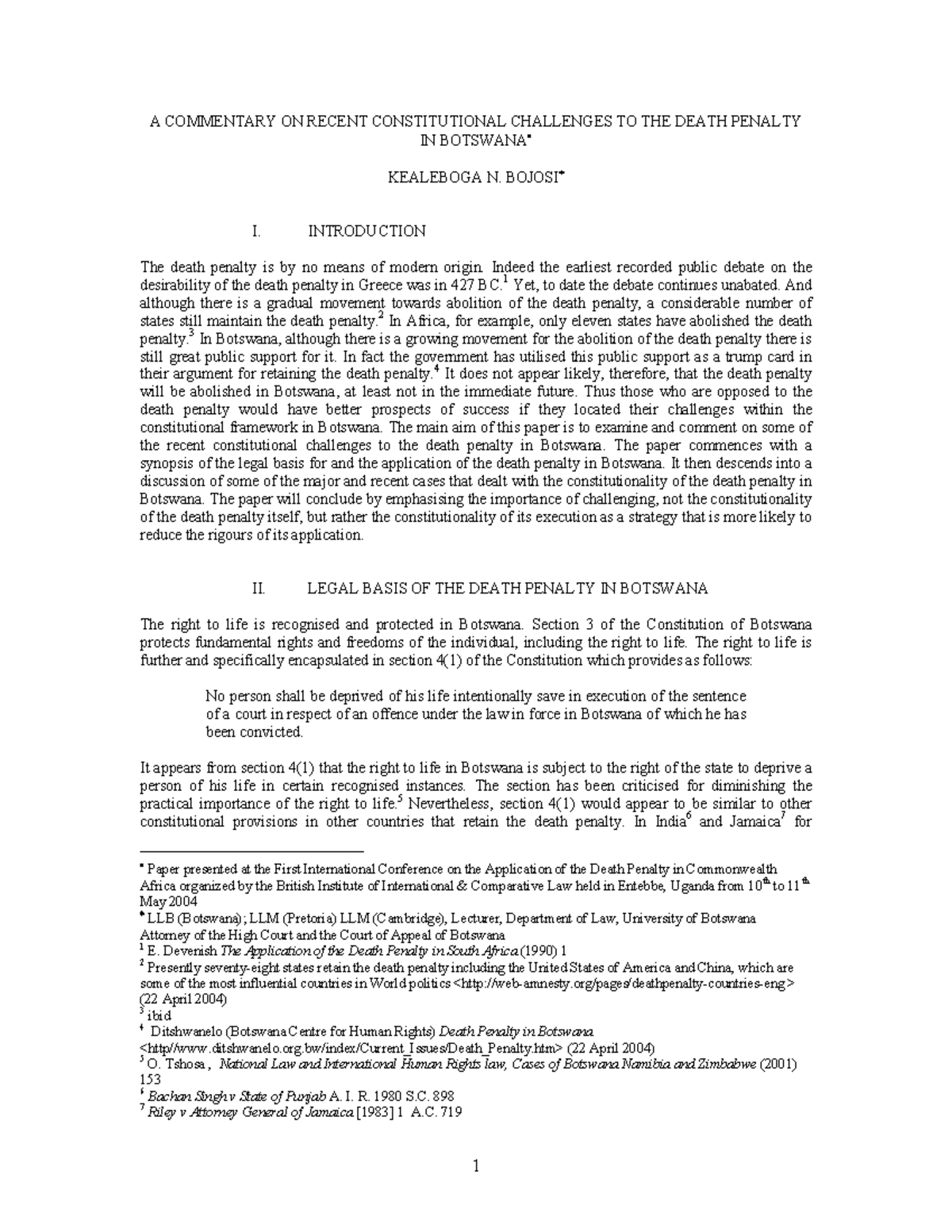 2292 bojosi recent constitutional challenges - A COMMENTARY ON RECENT ...