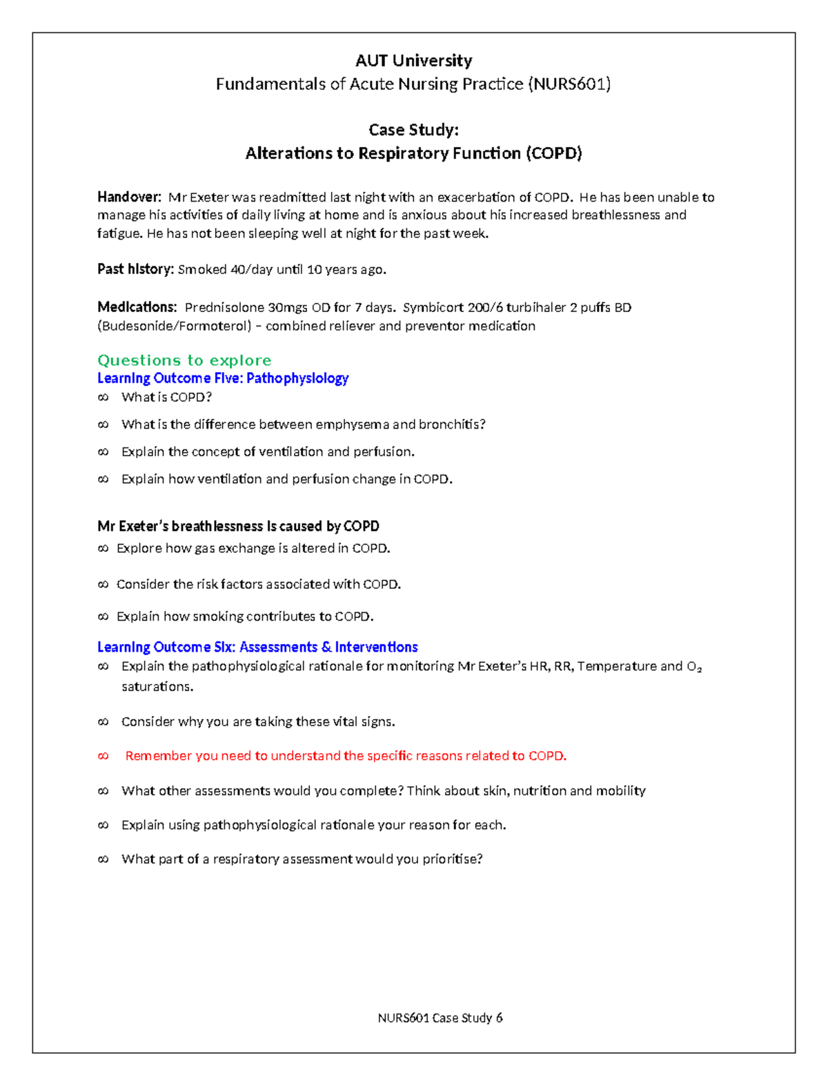 Case Study - COPD 2024 - helpful for exam 2 - AUT University ...