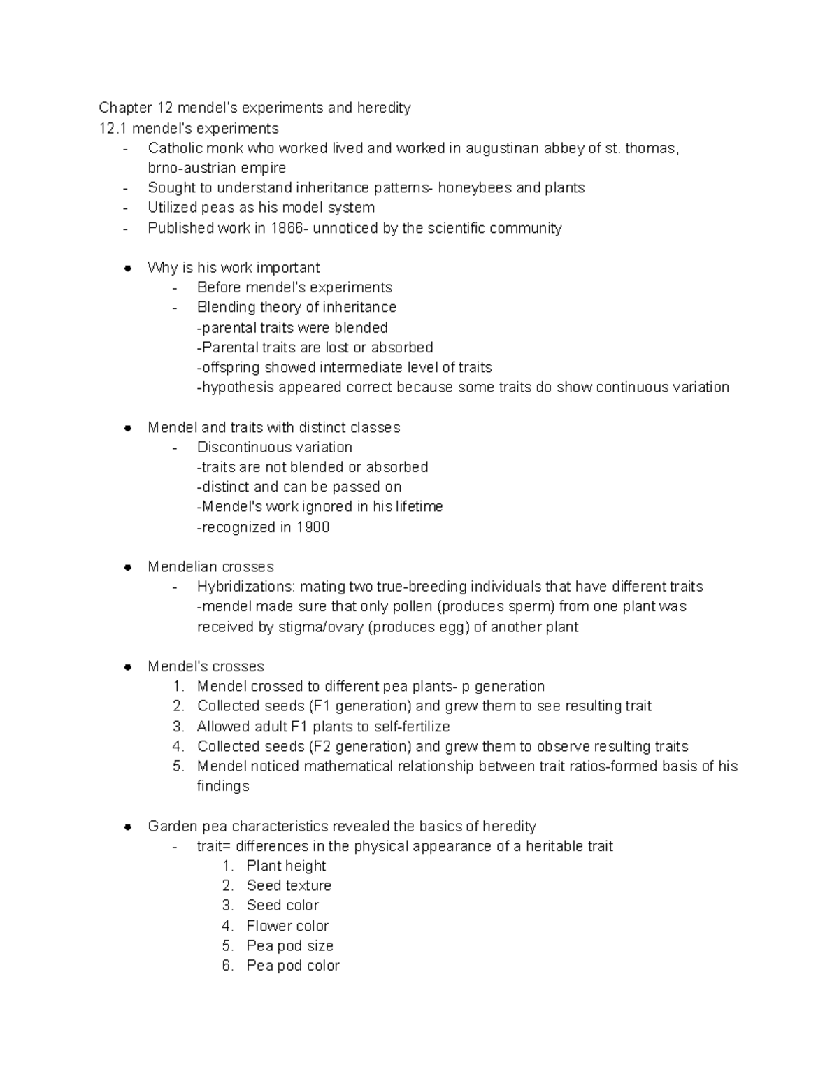 Chapter 12 bio - Chapter 12 mendel’s experiments and heredity 12 mendel ...